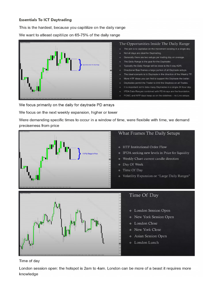 Essentials To ICT Daytrading | PDF
