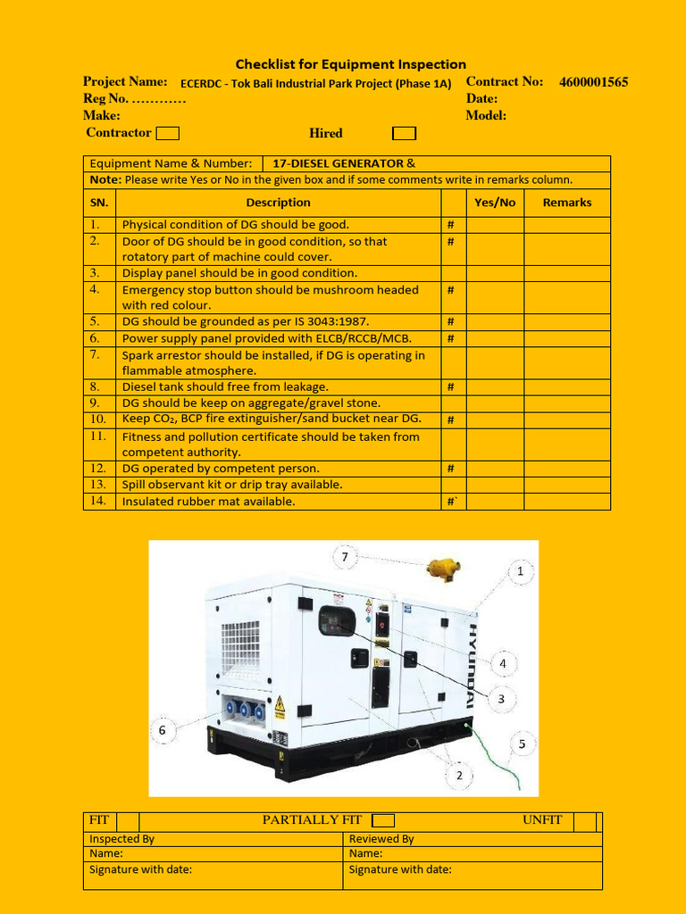 Genset Ins Form | PDF