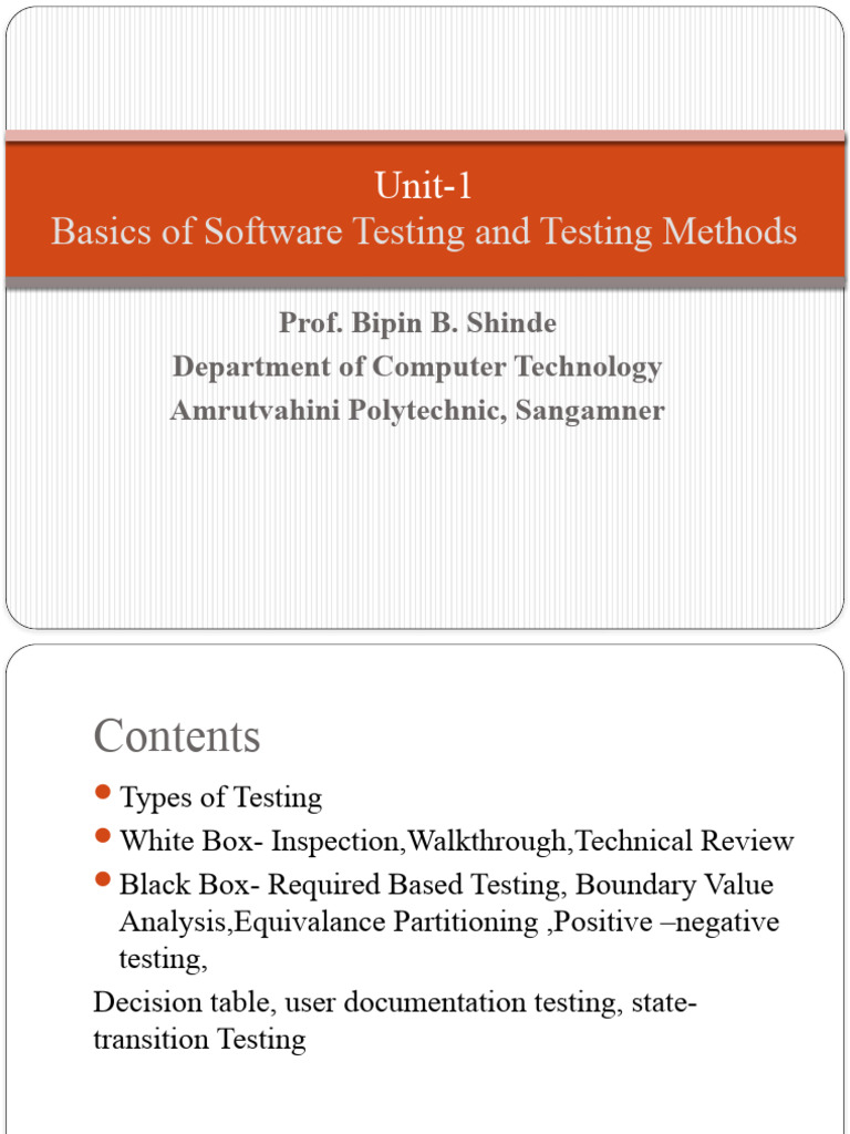 Unit 1 Part 3 Testing Methods | PDF | Software Testing | Systems ...