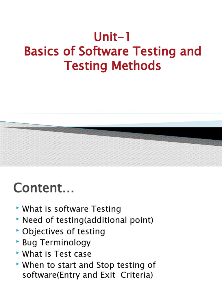 Unit 1 Part 1 Software Testing Basics | PDF | Software Bug | Software ...