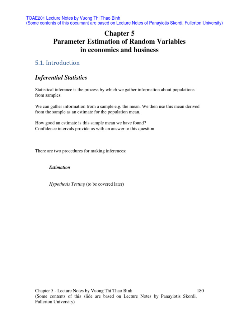 Parameter Estimation in Economics | PDF | Estimator | Standard Deviation