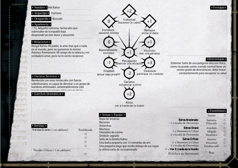 S S S S S S S S S S: Nombre Arquetipo Ocupaci N Apariencia Ventajas | PDF