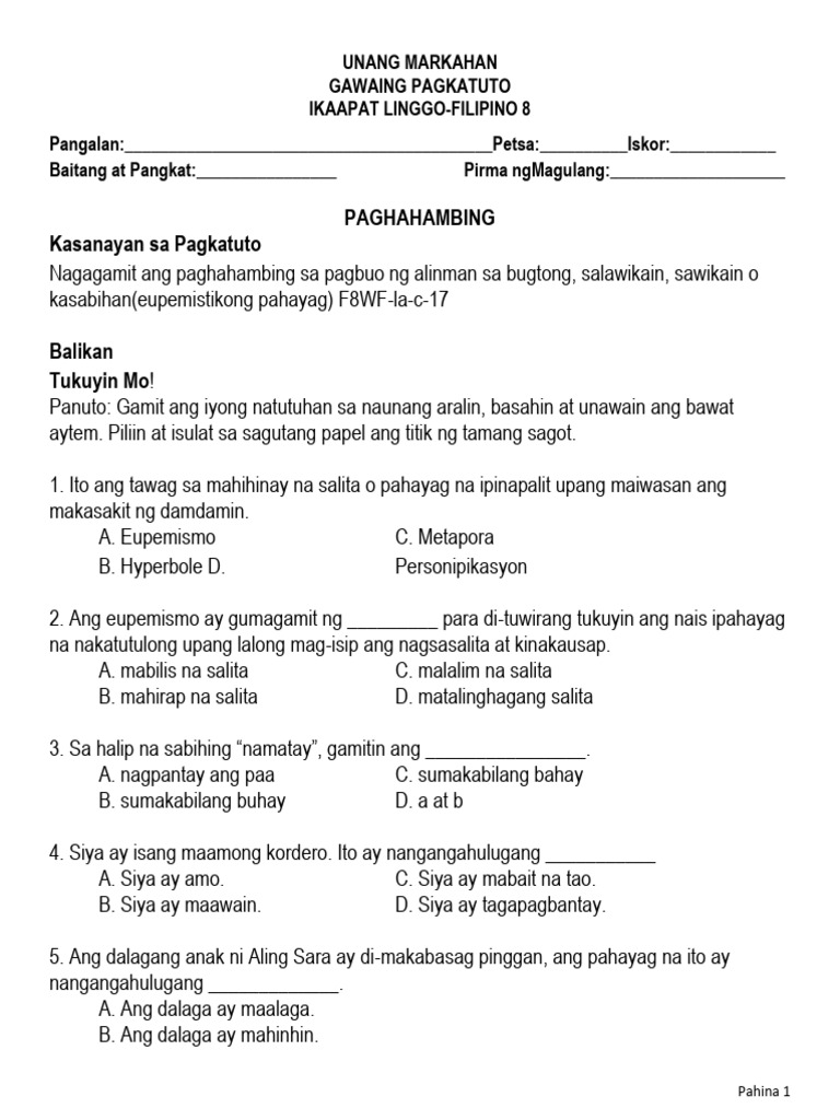 q1 Las Fil Week4 | PDF