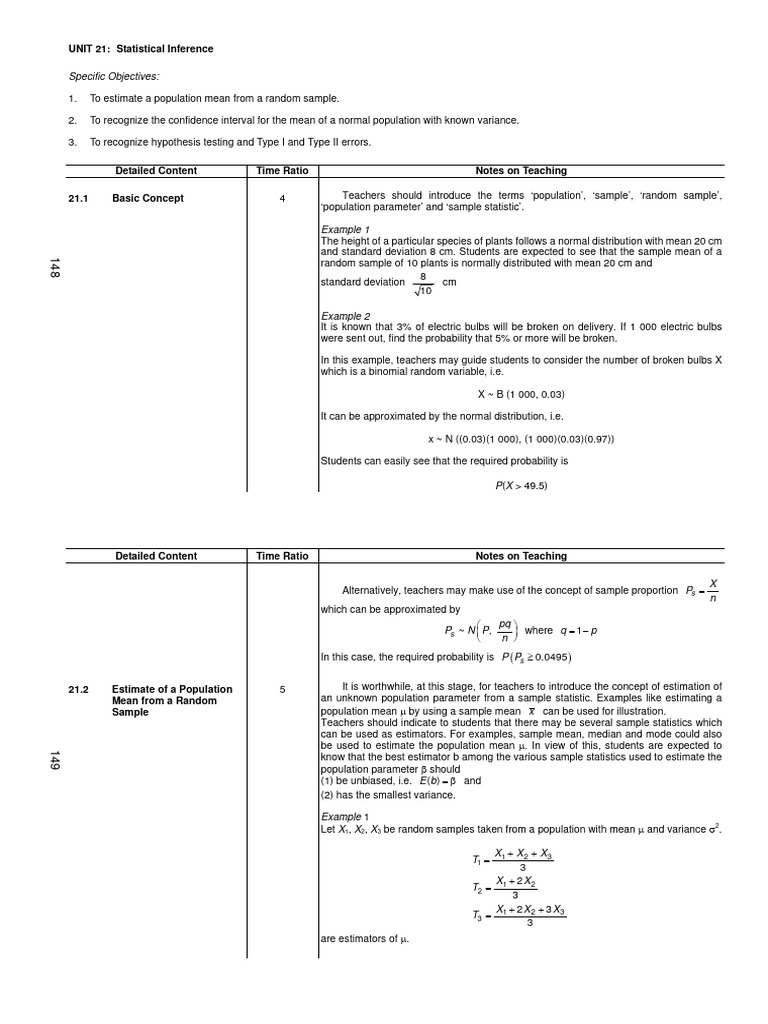 Unit 4 4 Statistical Inference Pdf Estimator Normal Distribution