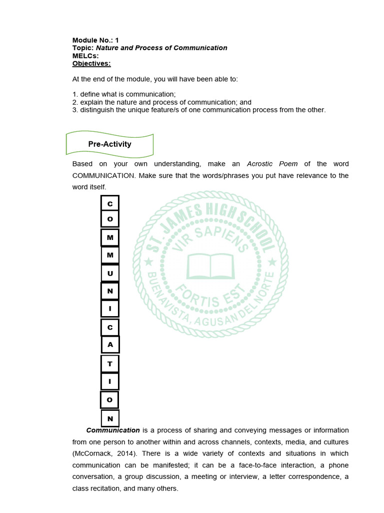Module No. 1 | PDF | Communication | Semantics