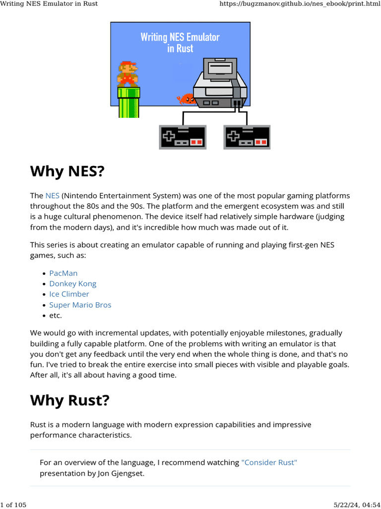 Writing NES Emulator in Rust | PDF | Central Processing Unit | Emulator