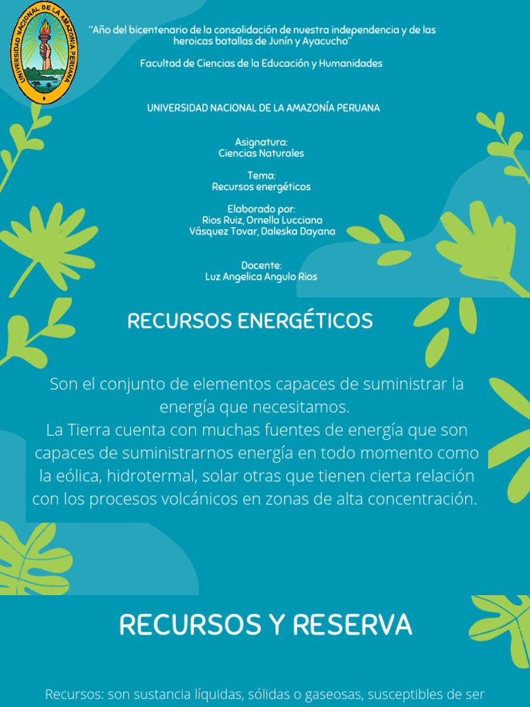 Recursos Energéticos y su Clasificación | PDF | Energía renovable ...