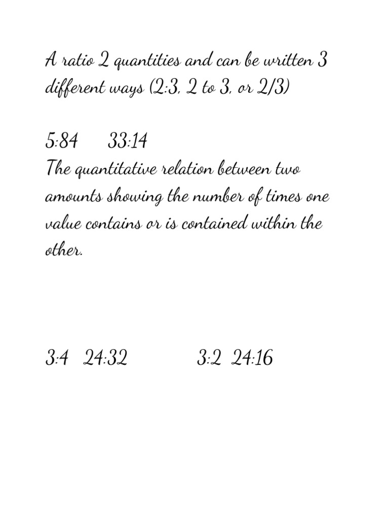 Ratios Notes Pdf