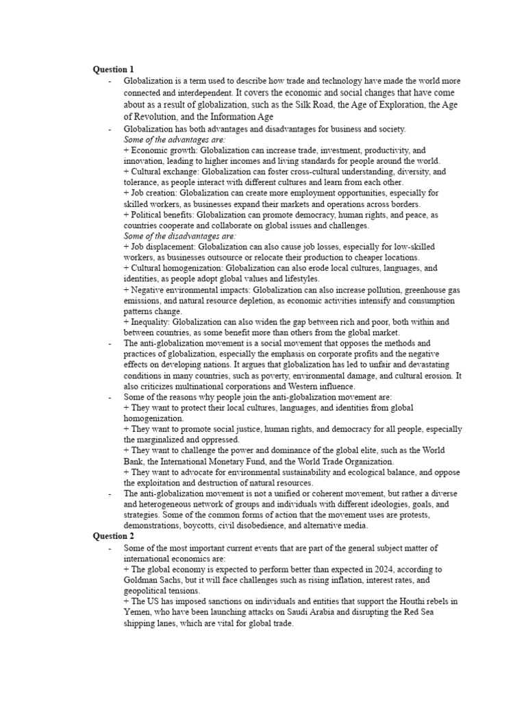 IE Homework | PDF | Globalization | Developing Country