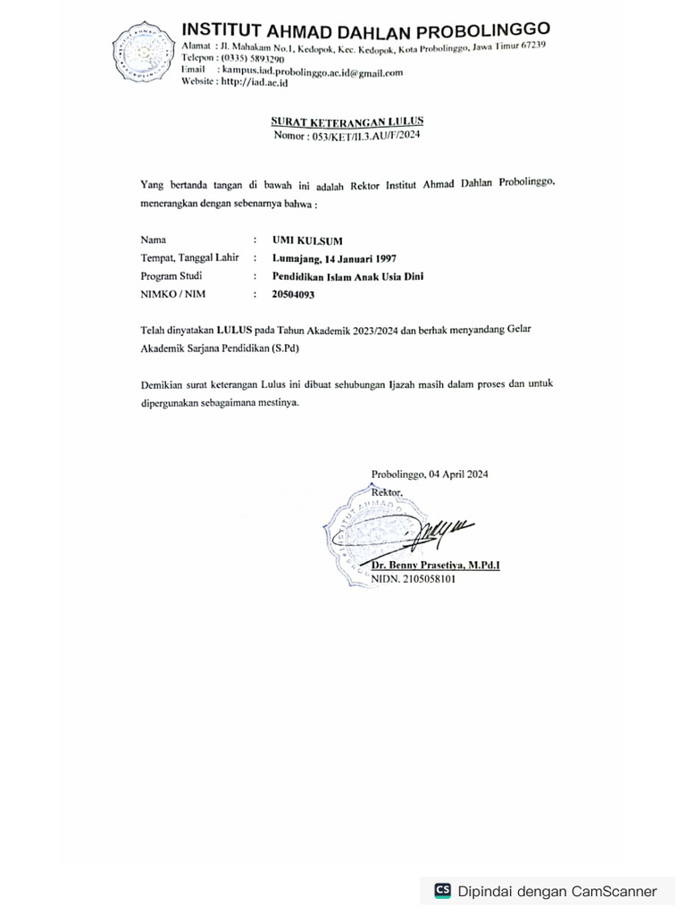 SKL Umi Kulsum S1 | PDF