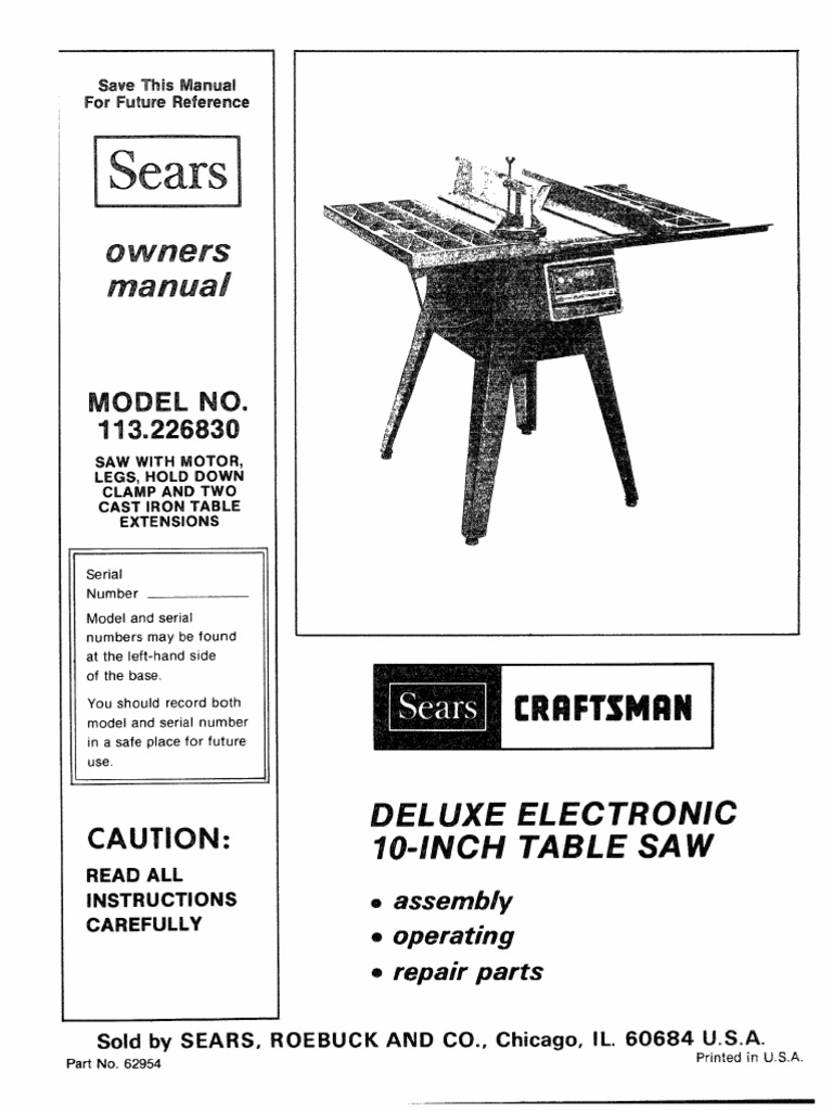 Table Saw Manual | PDF | Screw | Ac Power Plugs And Sockets