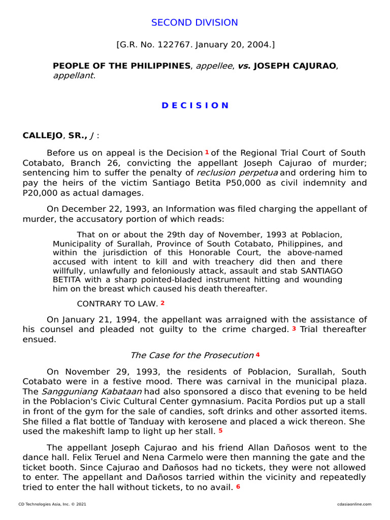 People v. Cajurao | PDF | Burden Of Proof (Law) | Murder