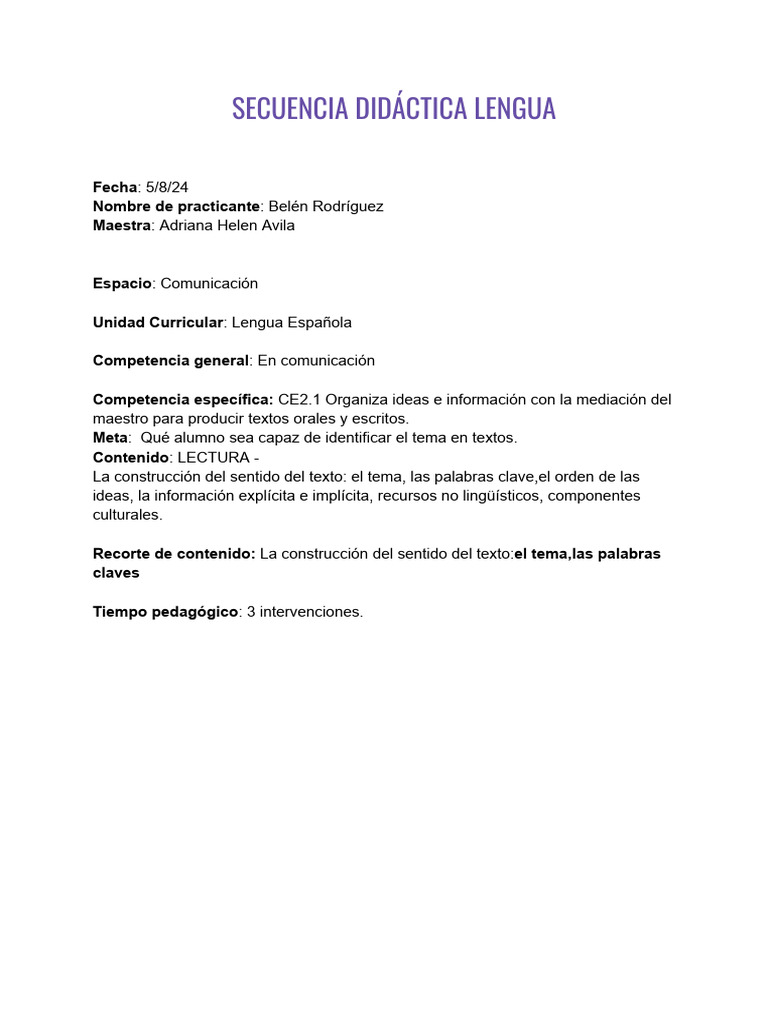 Secuencia Lengua | PDF | Comunicación humana