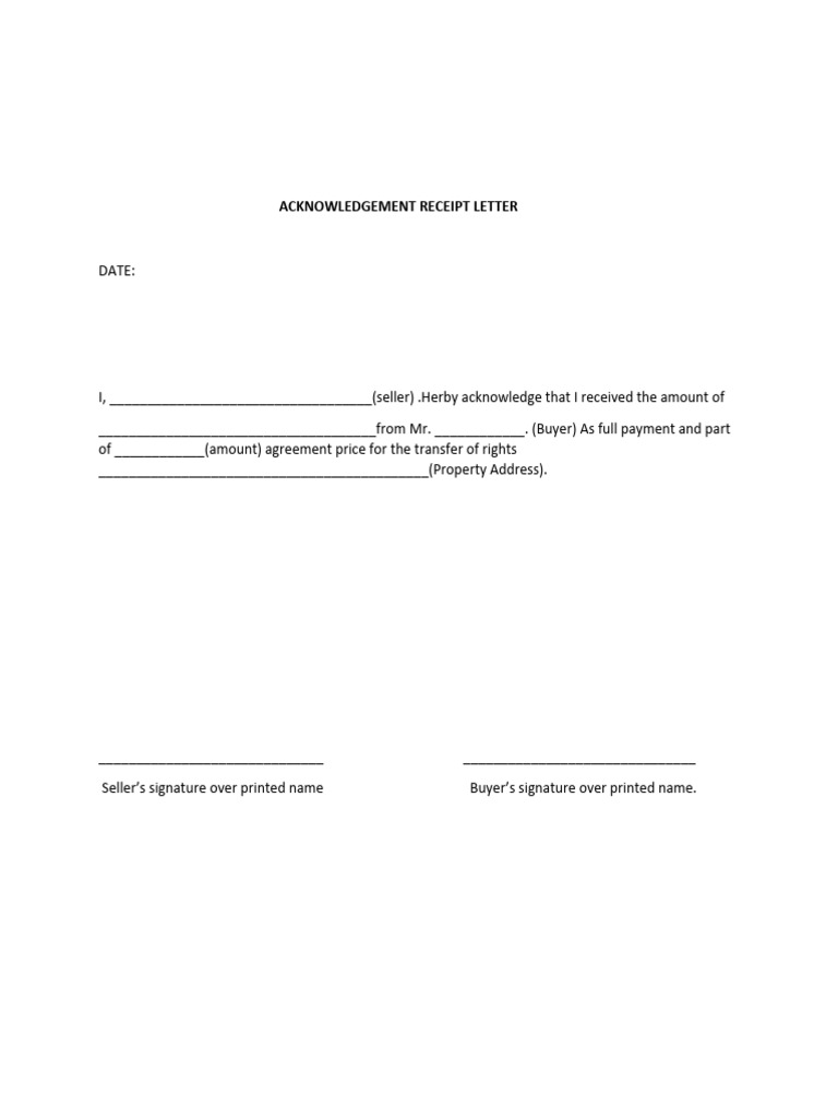 Acknowledgement Receipt for Property Sale | PDF