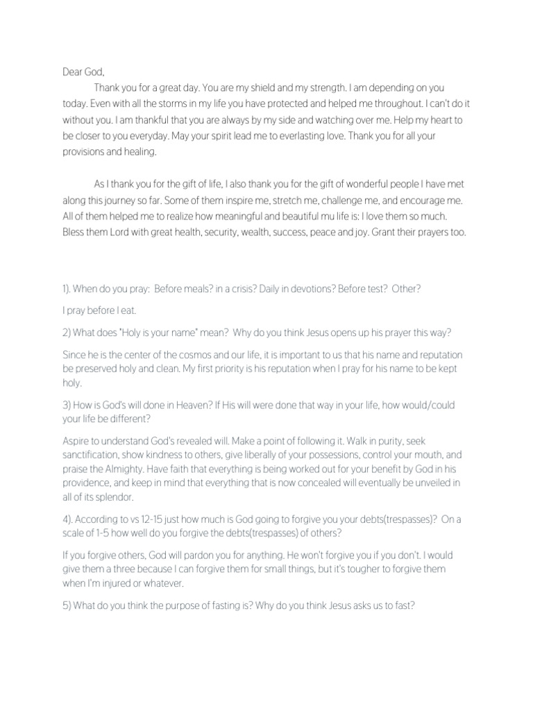 Thanksgiving Letter to God | PDF