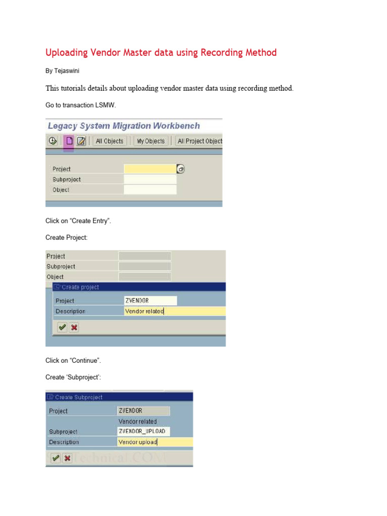 03-Uploading Vendor Master Data Using Recording Method | PDF | Information Technology | Computer ...