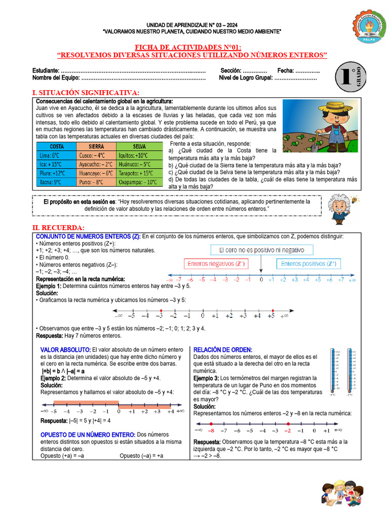 Ficha 1-1ero-Ua3-2024 | PDF | Entero