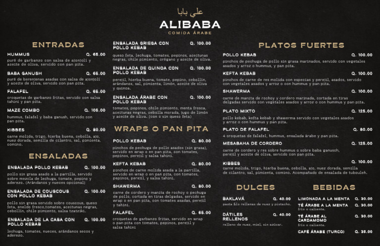 Menu Alibaba | PDF | Brocheta | ensalada