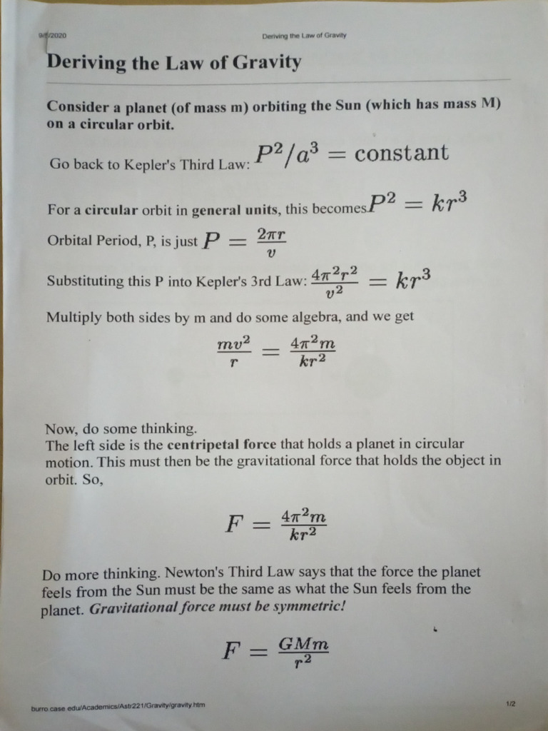 Newtons Law of Gravity | PDF