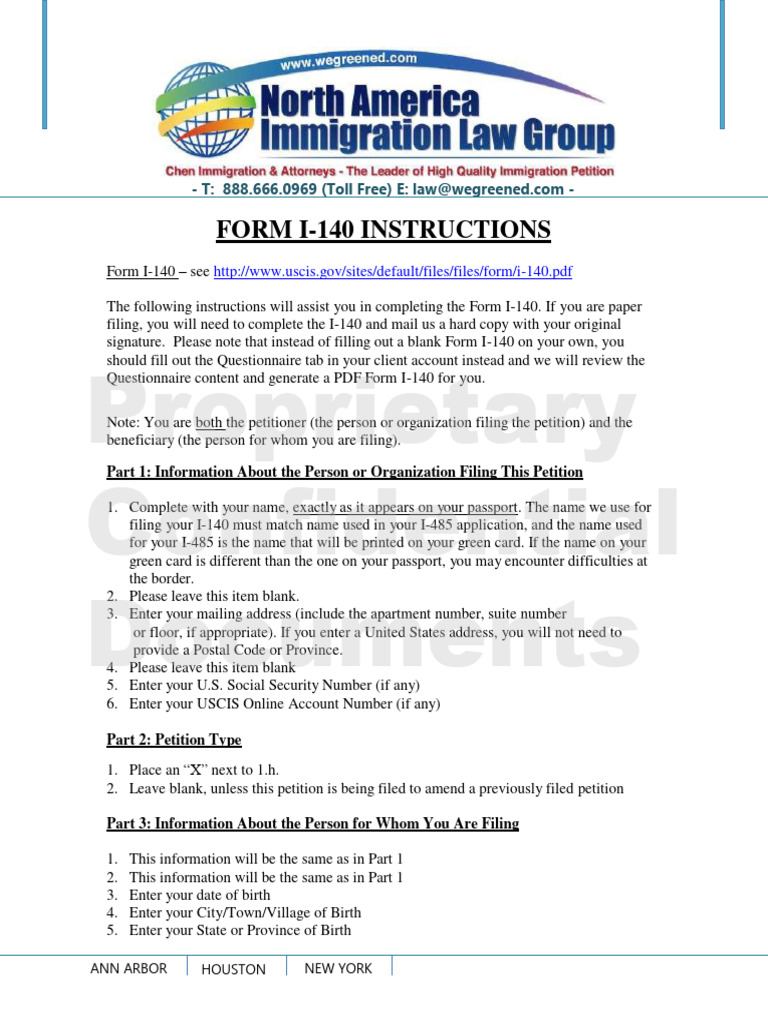 I-140 Form Completion Instructions | PDF | Immigration | Cultural ...