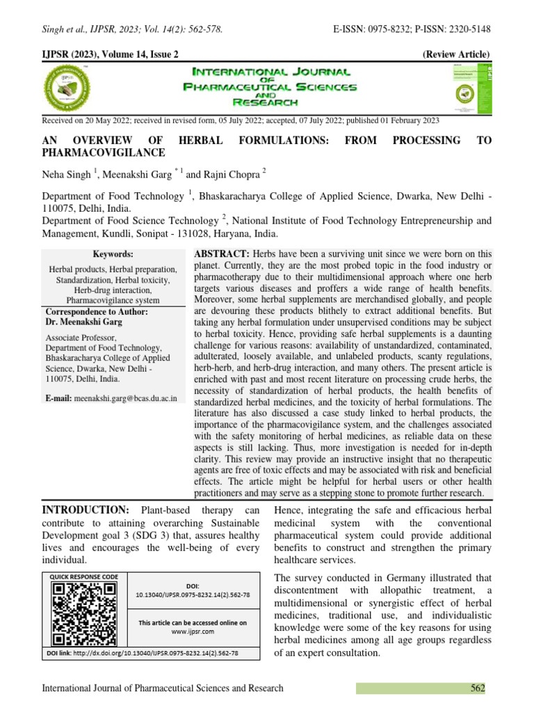 4 Vol 14 Issue 2 February 2023 IJPSR RE 5334 | PDF | Dietary Supplements