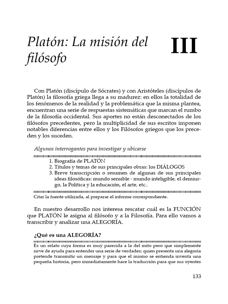 8 - Platón 1 - Alegoría de La Caverna | PDF | Platón | Filosofía griega antigua