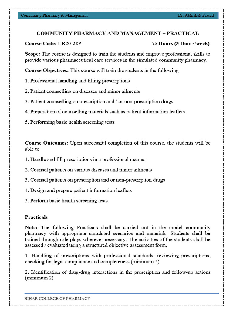 Community Pharmacy & Management | PDF | Medical Prescription | Blood ...