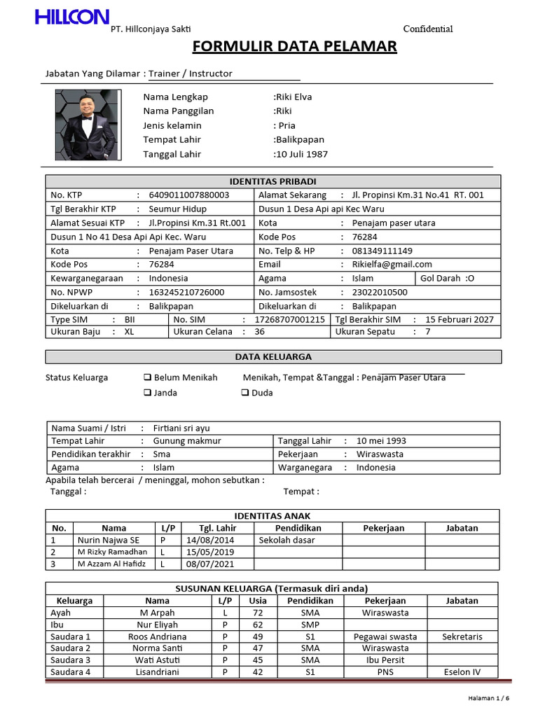 Formulir Lamaran Kandidat (Tulis Nama Anda) | PDF