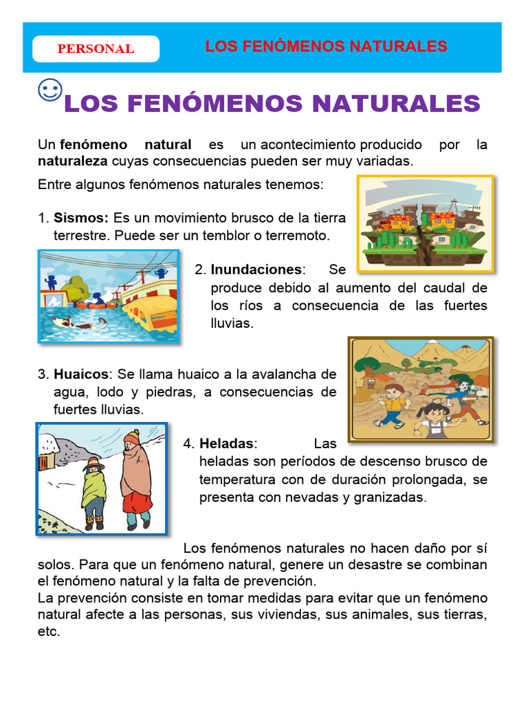 D1 A2 Ficha Ps. ¿Qué Son Los Fenómenos Naturales | PDF