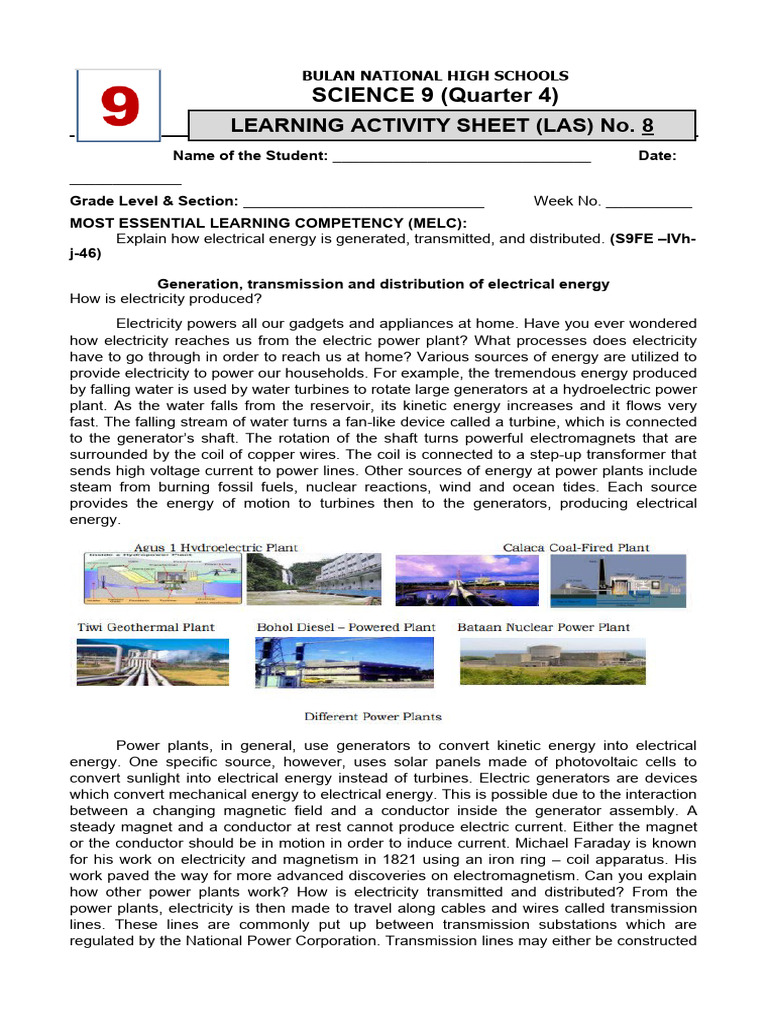 Q4 Las-8 | PDF | Electric Power Transmission | Electric Power Distribution