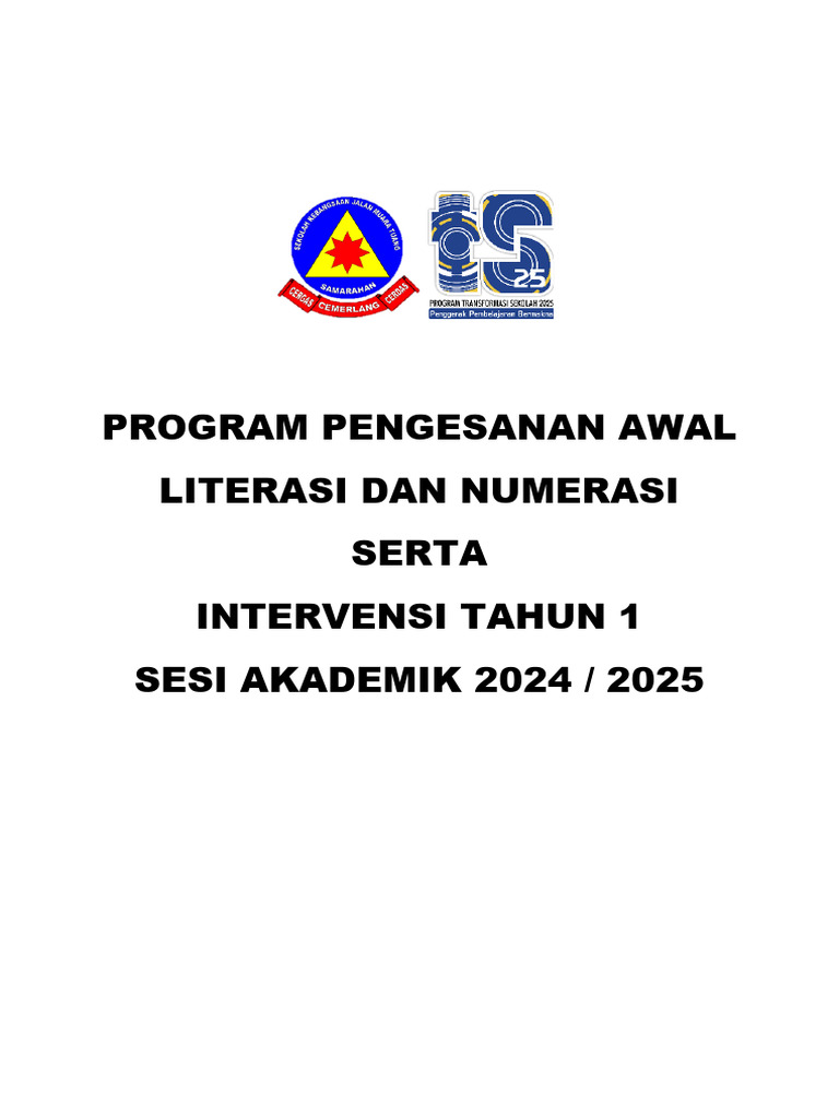 Kertas Konsep Program Pengesanan Awal Literasi Dan Numerasi Tahun 1