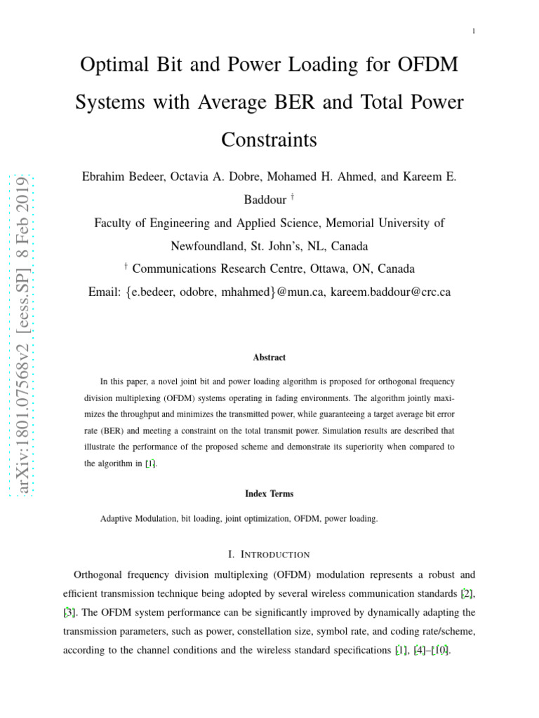 Bit Power Loading Ofdm Pdf Orthogonal Frequency Division Multiplexing Modulation
