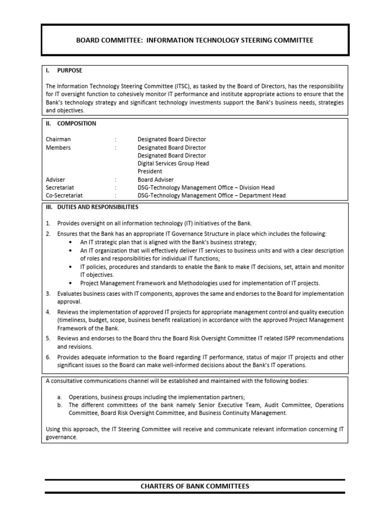 IT Steering Committee Charter Overview | PDF | Project Management ...
