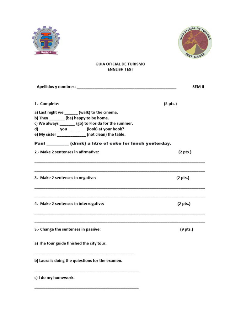 English Test Guia Oficial de Turismo | PDF English Test Guia Oficial de Turismo | PDF