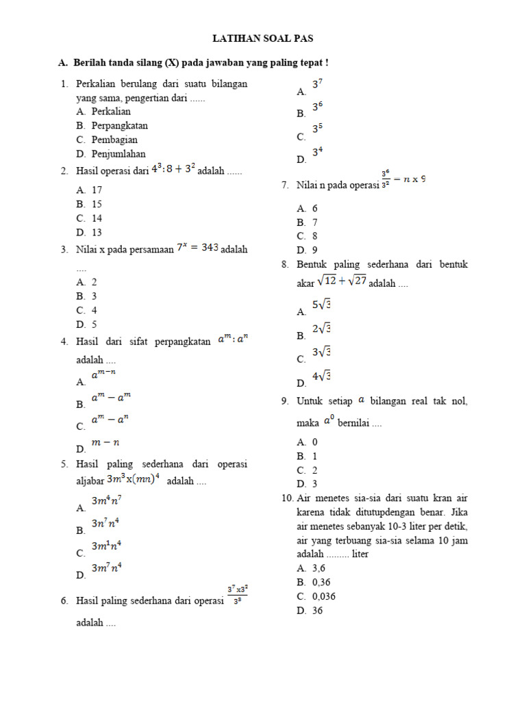 Latihan Soal Pas Kelas 9 | PDF | Metode & Bahan Ajar