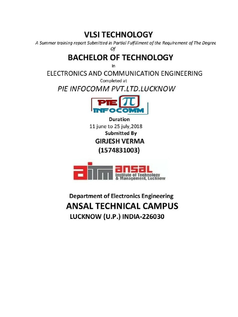 Vlsi-Internship Report | PDF