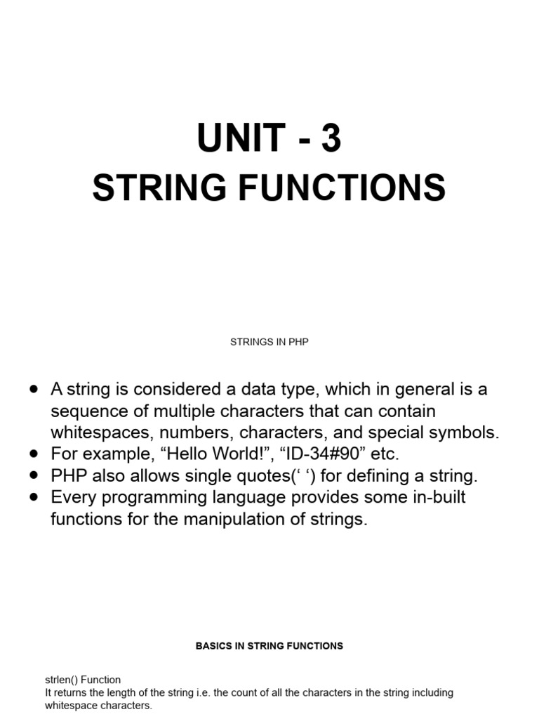 Unit 3 Php Pdf Parameter Computer Programming String Computer 8587