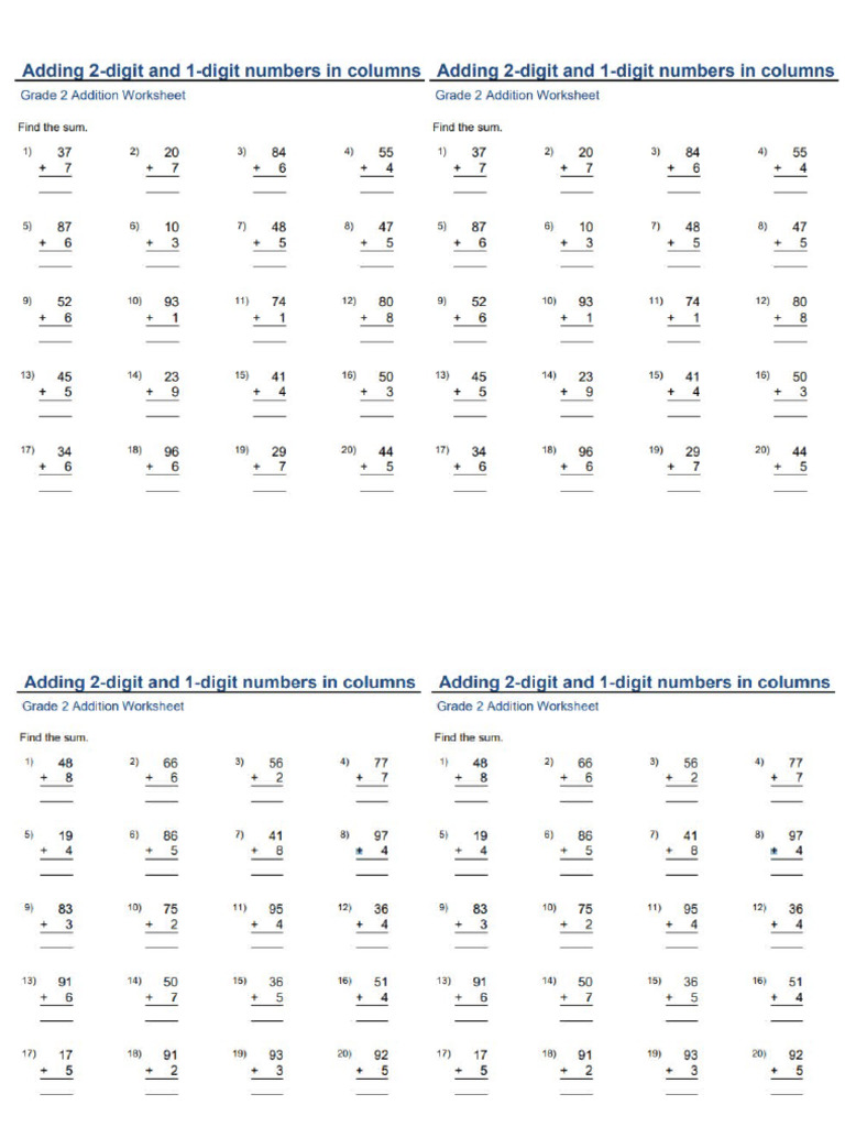 Colum Addition of Addition Year 1 | PDF