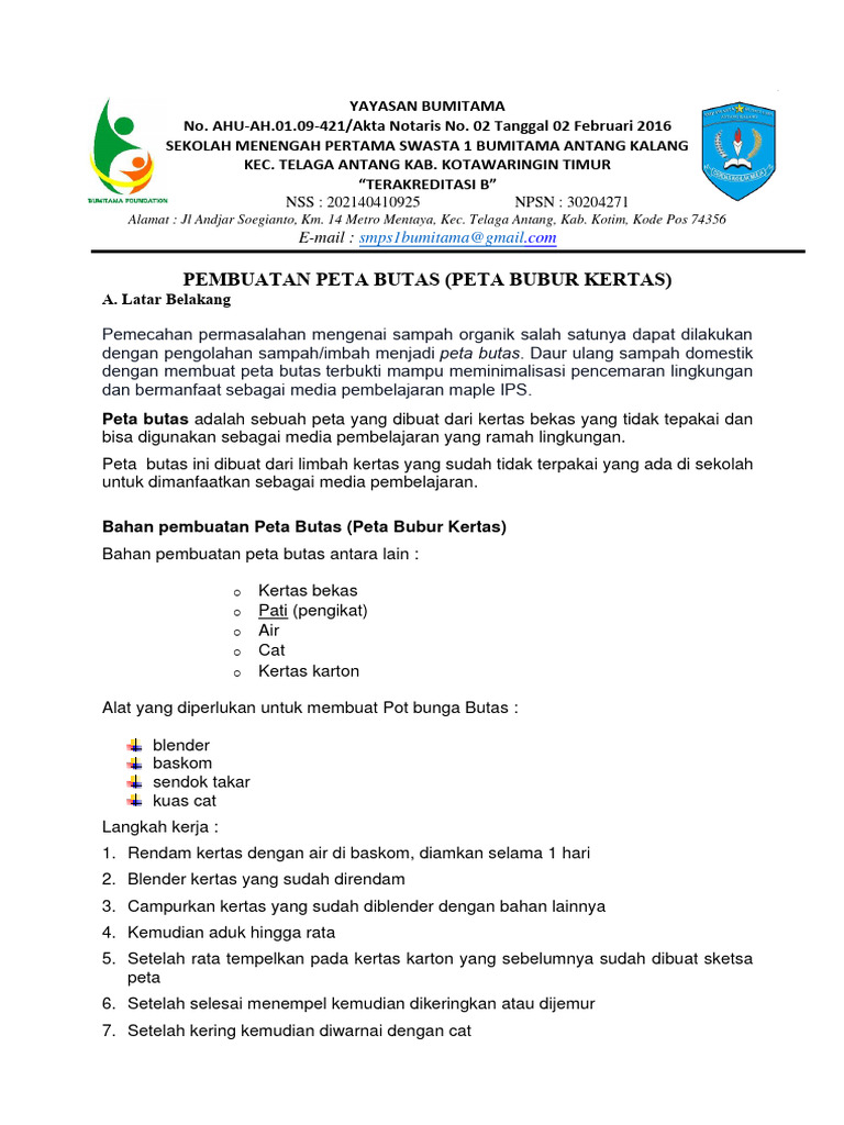 Inovasi Pembuatan Peta Butas (Pemanfaatan Sampah Kertas) | PDF | Griya & Taman