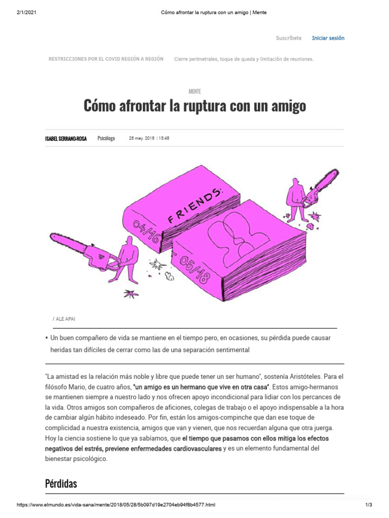 Cómo Afrontar La Ruptura Con Un Amigo - Mente | PDF | Amistad | Amor