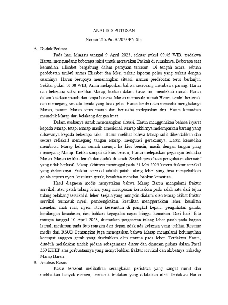 Analisis Putusan Kealpaan | PDF