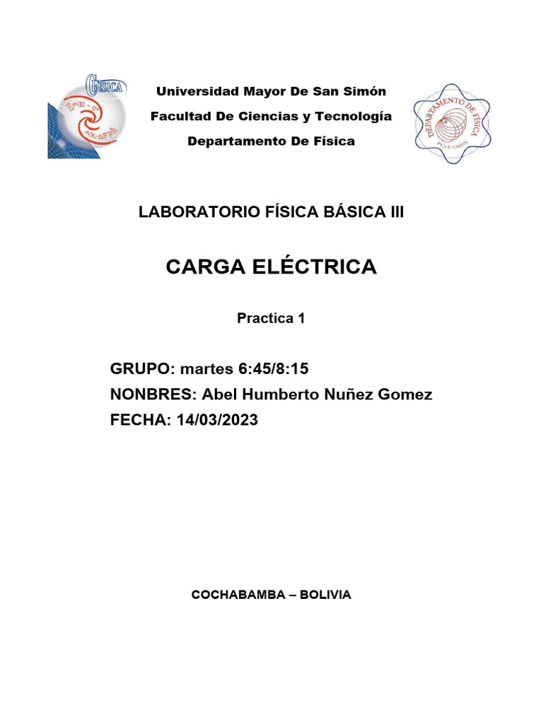 Labo de Fis 3 Cargas Electricas | PDF | Electricidad | Carga eléctrica