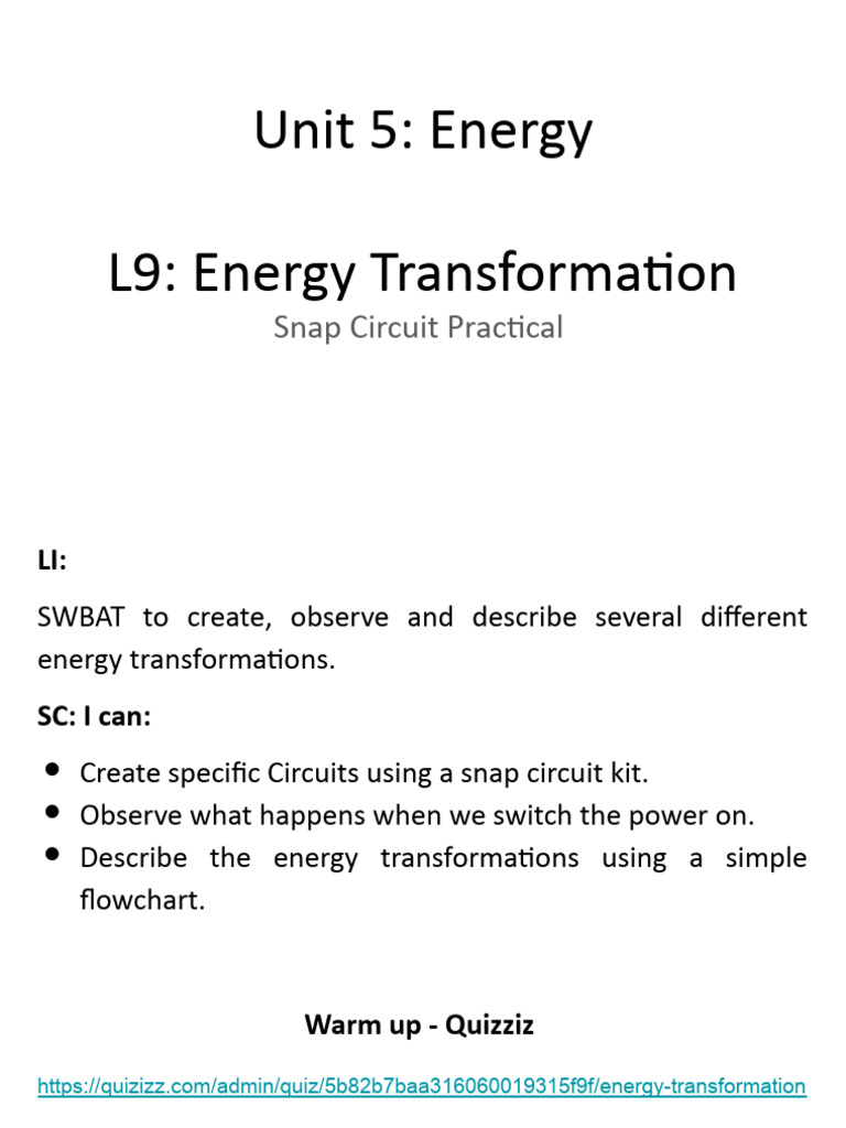 L9 - Energy Transformation (Snap Circuit) Practical | PDF | Electrical Engineering | Electricity