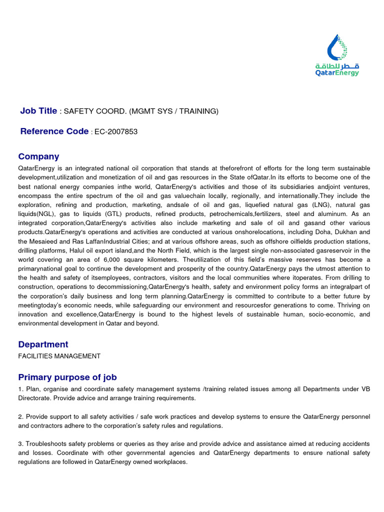 Data Overview - SAFETY COORD. (MGMT SYS - TRAINING) | PDF | Natural Gas ...