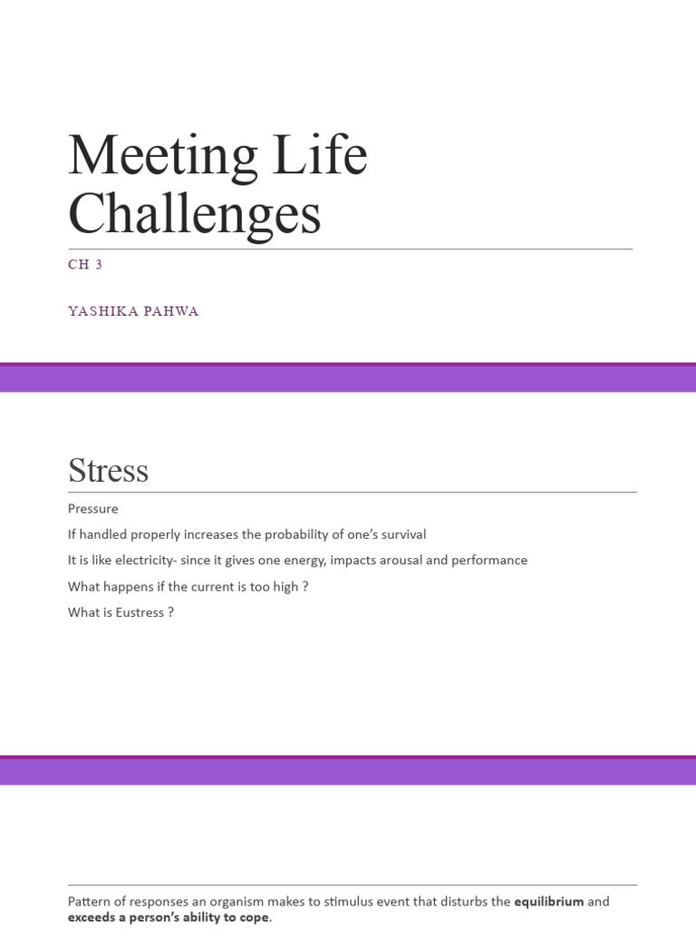 CH 3 Meeting Life Challenges | PDF | Stress (Biology) | Immune System