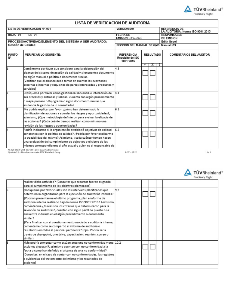 Ejercicio - 2.6 Checklist Blank - Form LOT V05-22 - Edith Gebol | PDF ...