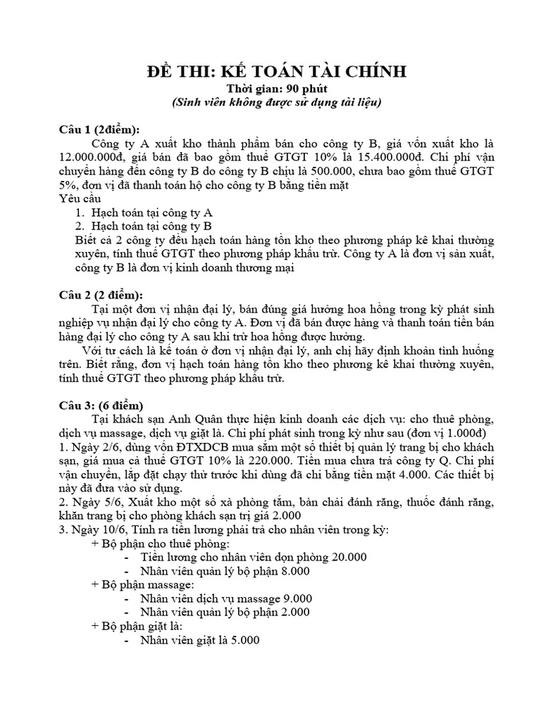 Đề Thi KTTC3 | PDF