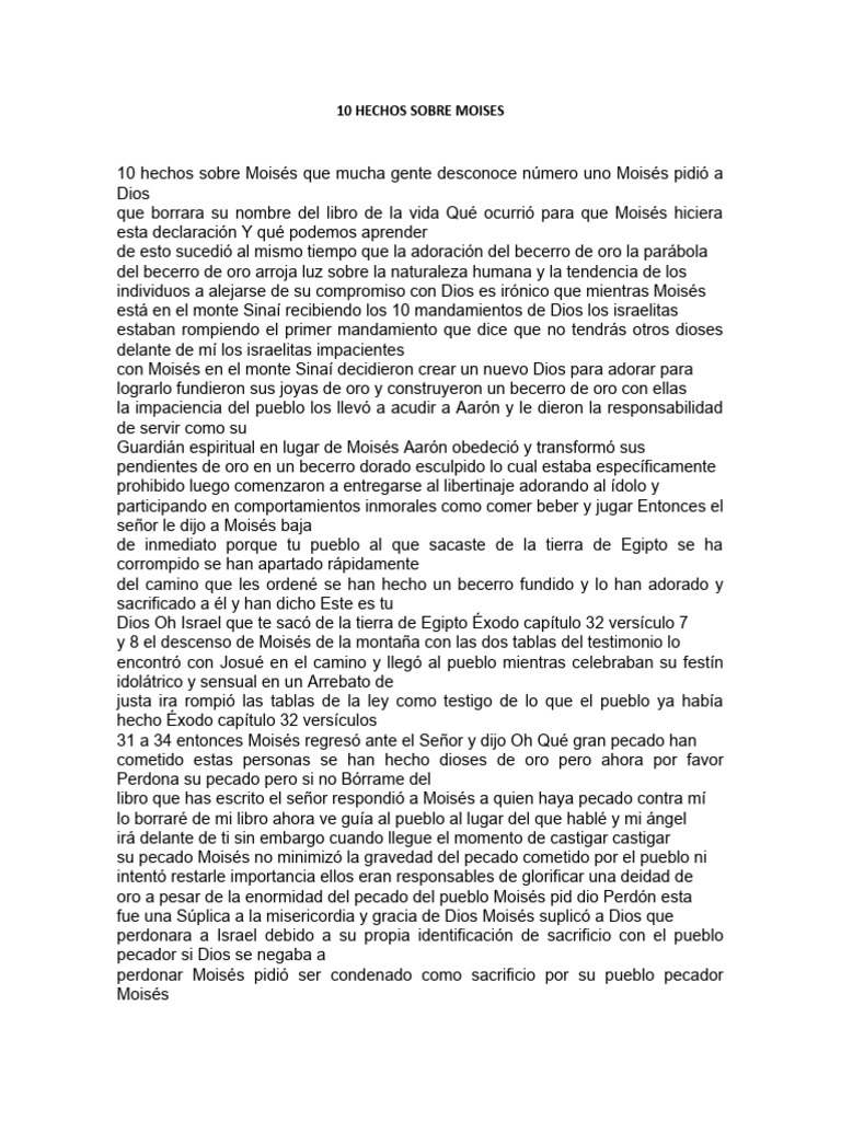 10 HECHOS SOBRE MOISES | PDF | Moisés | Libro del éxodo
