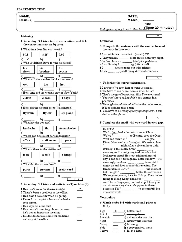 PLACEMENT TEST | PDF
