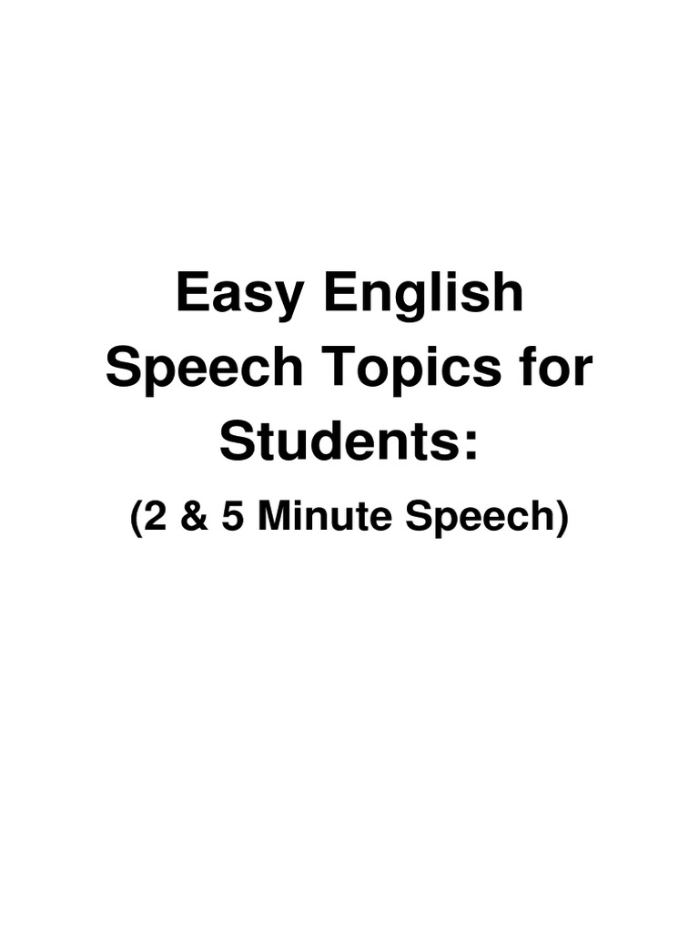 Easy English Speech Topics For Students | PDF